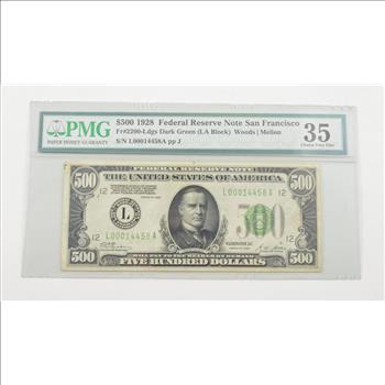 Choice Very Fine 35 1928 $500 San Francisco Federal Reserve Note FR ...
