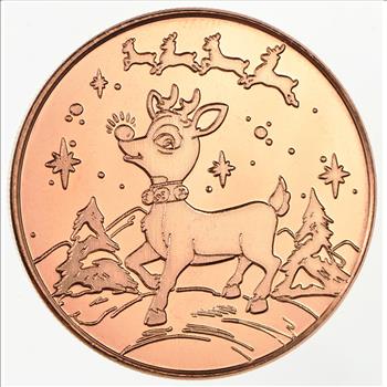 Christmas - Rudolph - One Oz .999 Fine Copper Round - Limited Edition ...