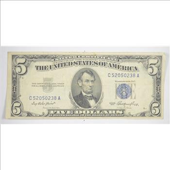 CRISP - 1953 $5.00 Silver Certificate US Note - Historic Silver On ...