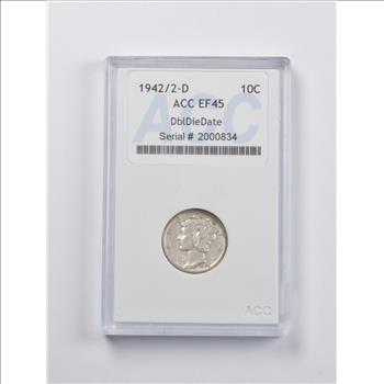 EF45 1942/2-D Mercury Dime DBL DIE Date ACC | Property Room