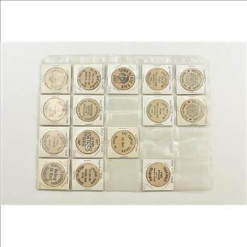 Entire Page Vintage WOODEN Nickels - Rare to find a group this large ...