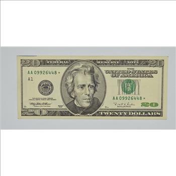 Error REPLACEMENT - 1996 Series Star Note $20.00 Federal Reserve Note ...