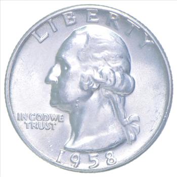 ERROR/Variety - Type B Reverse BU 1958 Washington Quarter - Silver ...