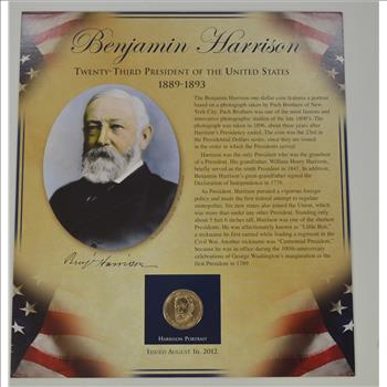 Fancy 2012-P Benjamin Harrison Presidential Dollar Mounted w/ Stamp ...
