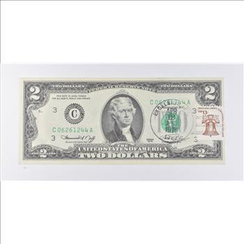 First Day Issue 1976 $2 Federal Reserve Note - Stamped! | Property Room
