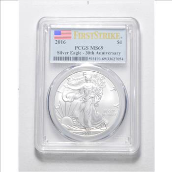 FIRST STRIKE - 2016 American Silver Eagle - PCGS Graded MS-69 - Tough Coin | Property Room