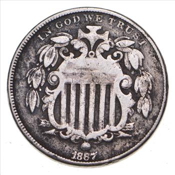 First US Nickel - 1867 - Shield Nickel - US Type Coin - Over 100 Years ...