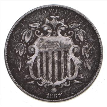First US Nickel - 1867 - Shield Nickel - US Type Coin - Over 100 Years ...