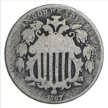 First US Nickel - 1867 - Shield Nickel - US Type Coin - Over 100 Years ...