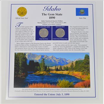 Full Color 2 Coin Ch BU Idaho State Quarter Beautifully Displayed Coin ...