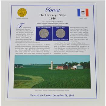 Full Color 2 Coin Ch BU Iowa State Quarter Beautifully Displayed Coin ...