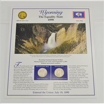 Full Color 2 Coin Ch BU Wyoming State Quarter Beautifully Displayed ...