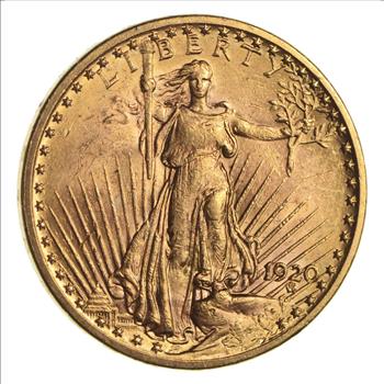 Gem BU - 1920 $20.00 St. Gaudens Gold Double Eagle | Property Room