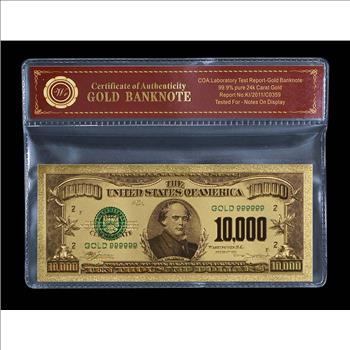 Gold Colored $10,000 Uncirculated- Beautifully Displayed Replica Bank ...