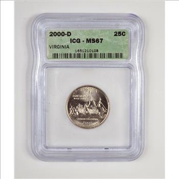 GRADED 2000-D Virginia State Quarter MS67 - ICG Professional Graded and ...
