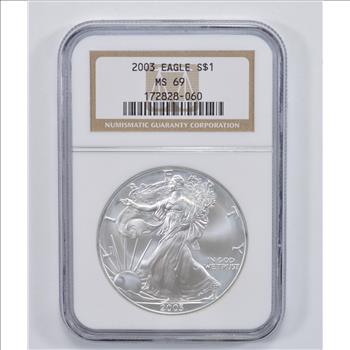 GRADED 2003 - American Silver Eagle 1 Oz MS-69 Graded NGC | Property Room