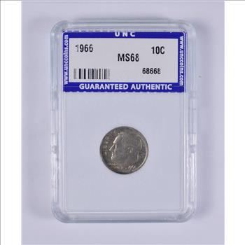 Graded - MS68 1966 Roosevelt Dime - Unc Coins Graded | Property Room