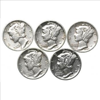 High Grade Lot 1942-S 1943-S 1942-S 1942-D 1942-D Mercury Dime ...