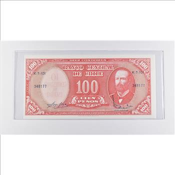 Historic World Bank Note 1940s Chile 100 Pesos Collectible Currency ...