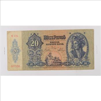 Historic World Bank Note 1941 Hungary 20 Pengo Collectible Currency ...