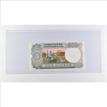 Historic World Bank Note 1970-98 India 5 Rupees Collectible Currency ...