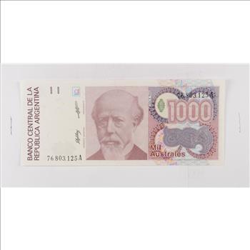 Historic World Bank Note 1985-91 Argentina 1000 Australes Collectible ...