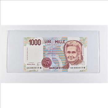 Historic World Bank Note 1990 Italy 1000 Lire Collectible Currency ...