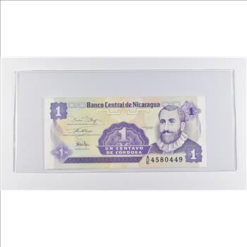 Historic World Bank Note 1990 Nicaragua 1 Centavo Collectible Currency ...
