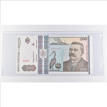 Historic World Bank Note 1992 Romania 200 Lei Collectible Currency ...