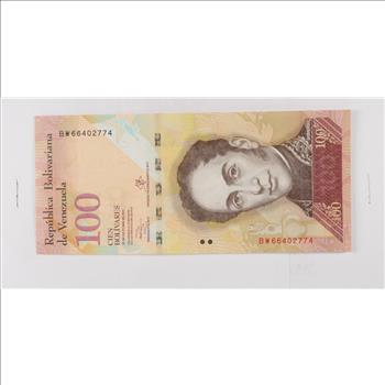 Historic World Bank Note 2013 Venezuela 100 Bolivares Collectible ...