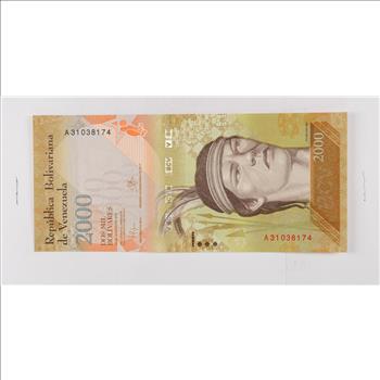 Historic World Bank Note 2016 Venezuela 2000 Bolivares Collectible ...