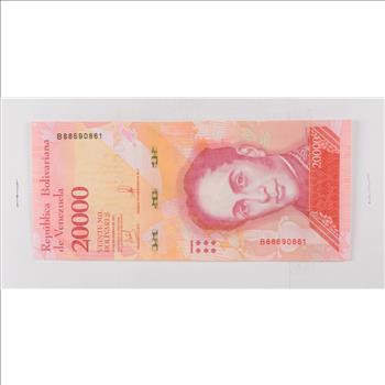 Historic World Bank Note 2017 Venezuela 20,000 Bolivares Collectible ...