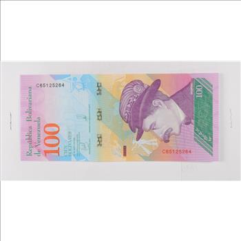 Historic World Bank Note 2018 Venezuela 100 Bolivares Collectible ...