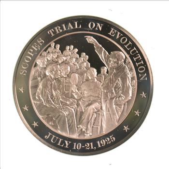 HUGE Bronze Medal Depicting Scopes Trial On Evolution | Property Room