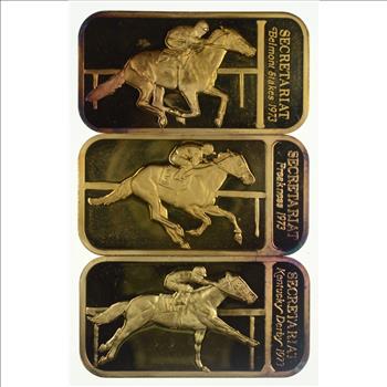 Lot (3) 1973 Secretariat - Meadow Stable 24K Gold Over .999 Fine Silver ...