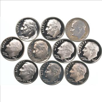 Lot of 10 PROOF Roosevelt Dimes $1 Face PROOF - You get them ALL ...