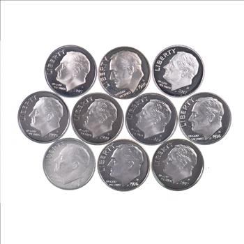 Lot of 10 PROOF Roosevelt Dimes $1 Face PROOF - You get them ALL ...