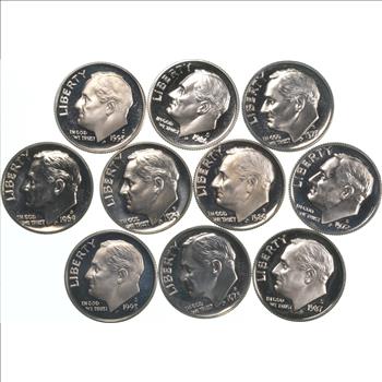 Lot of 10 PROOF Roosevelt Dimes $1 Face PROOF - You get them ALL ...