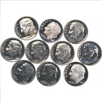 Lot of 10 PROOF Roosevelt Dimes $1 Face PROOF - You get them ALL ...