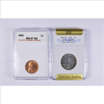 Lot of 2 Different SLABS - Graded Coins | Property Room