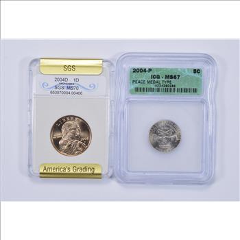 Lot of 2 Different SLABS - Graded Coins | Property Room
