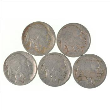 Lot of 5 1913 or 1914 or 1915 or 1916 or 1917 or 1918 or 1918 Buffalo Nickel | Property Room