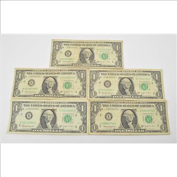 Lot of 5 1963 Joseph Barr $1.00 Notes - Collectible - Very sort printed ...