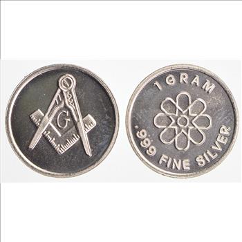 Mason Masonic Symbol - 1 Gram .999 Fine Silver - Custom Designed Silver ...