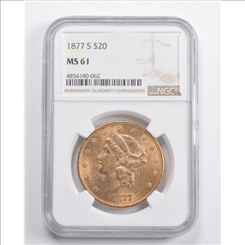 MS61 1877-S $20 Liberty Head Gold Double Eagle NGC | Property Room