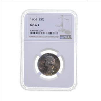 MS63 1964 Washington Quarter - Graded NGC Insane Color | Property Room