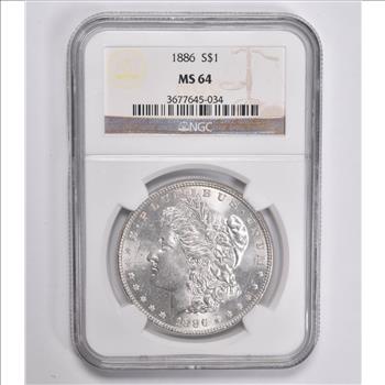 MS64 1886 Morgan Silver Dollar - Graded NGC | Property Room