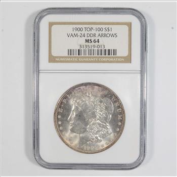 MS64 1900 Morgan Silver Dollar - VAM-24 - DDR Arrows - Top-100 - Graded NGC | Property Room