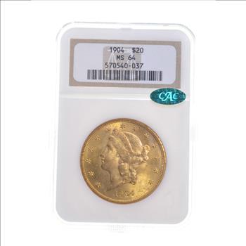 MS64 1904 $20 Liberty Head Gold Double Eagle - CAC - Graded NGC | Property Room