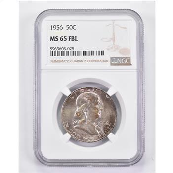 MS65 FBL 1956 Franklin Half Dollar - Graded NGC AMAZING Tone | Property ...